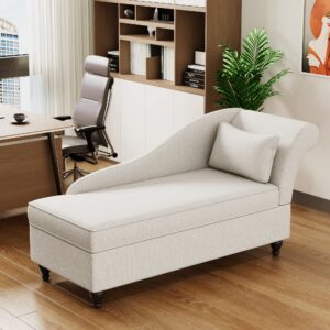 Modern Storage Chaise Lounge Indoor Fabric Chaise Lounges Chair Sleeper Lounge Sofa Recliner Chair for Bedroom Office Living RoomSmall Apartment SEAT Size 48Lx 24 Wx 17 Hinch Right Arm Beige