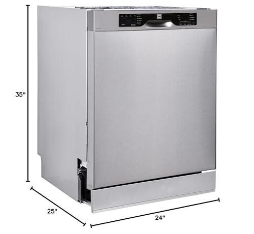 RCA RZ0842 Front Control-Built in FULLSIZE Dishwasher, 57 DBA, Stainless Steel, 24” WIDE, Stainless