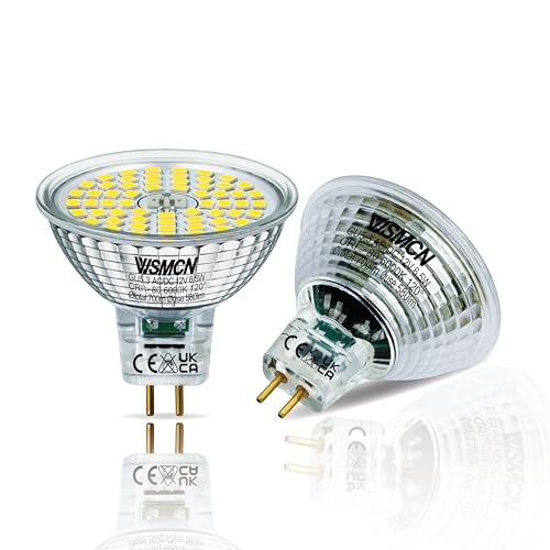 WSMCN MR16 GU5.3 LED Bulbs, Daylight Bright Cool White 6000K 700 Lumens Lamp, Non-dimmable, 6.5W Equivalent to 60W Halogen, AC/DC 12V LED Spotlight Bulb, 120° Beam Angle, Pack of 6