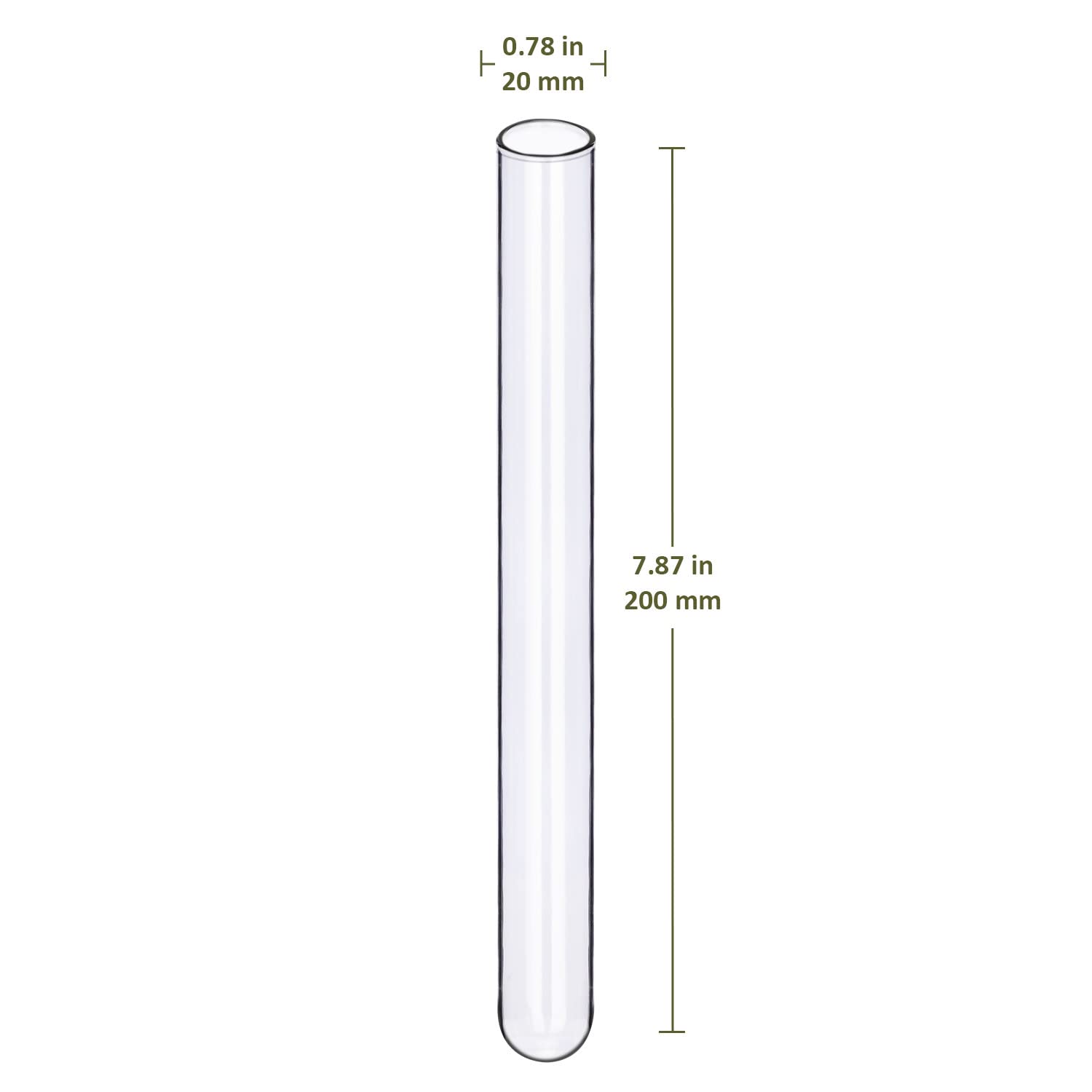 FunChem Glass Test Tubes, Pack of 20 Sturdy Round Bottom Clear Test Lab Tubes