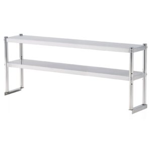 kuarbarr stainless steel double overshelves 2 tier overshelf for prep & work table 12 x 72 inches height adjustable commercial overshelf in restaurant kitchen home