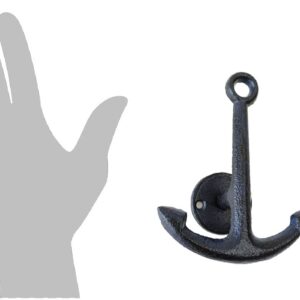 The Bridge Collection - Cast Iron Anchor Hook - Metal Indoor Outdoor Wall Hooks for Nautical, Lake House Decor - Coat, Towel, Key Hook (Navy Blue)