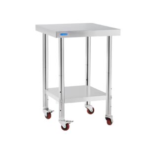 kuarbarr stainless steel table for prep & work with 4 caster wheels with undershelf 18 x 24 nsf metal commercial kitchen prep table with adjustable under shelf worktable for restaurant home outdoor