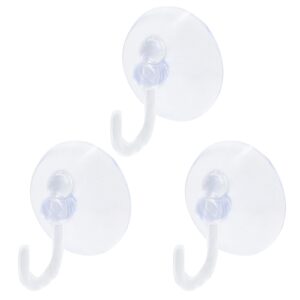 kyuionty 30 pack suction cup hooks, clear plastic suction cups wall hooks transparent reusable suction cups sucker pads hooks for glass window wall bathroom shower kitchen (30mm)