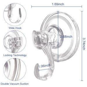 4PCS Suction Cup Hooks, Clear Heavy Duty Vacuum Suction Hooks Removable Window Glass Door Wall Suction Hangers Reusable Suction Cup Holders for Kitchen Bathroom Shower Wreath - 4 Pcs