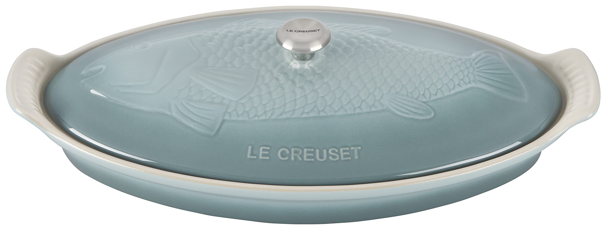 Le Creuset Heritage Stoneware Oval Fish Baker, 1.7qt., Sea Salt