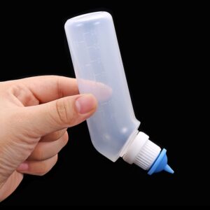 Xuandea 5Pcs Blue Mini Pet Feeding Silicone Nipple with Bottle for Puppy Cat or Other Pets