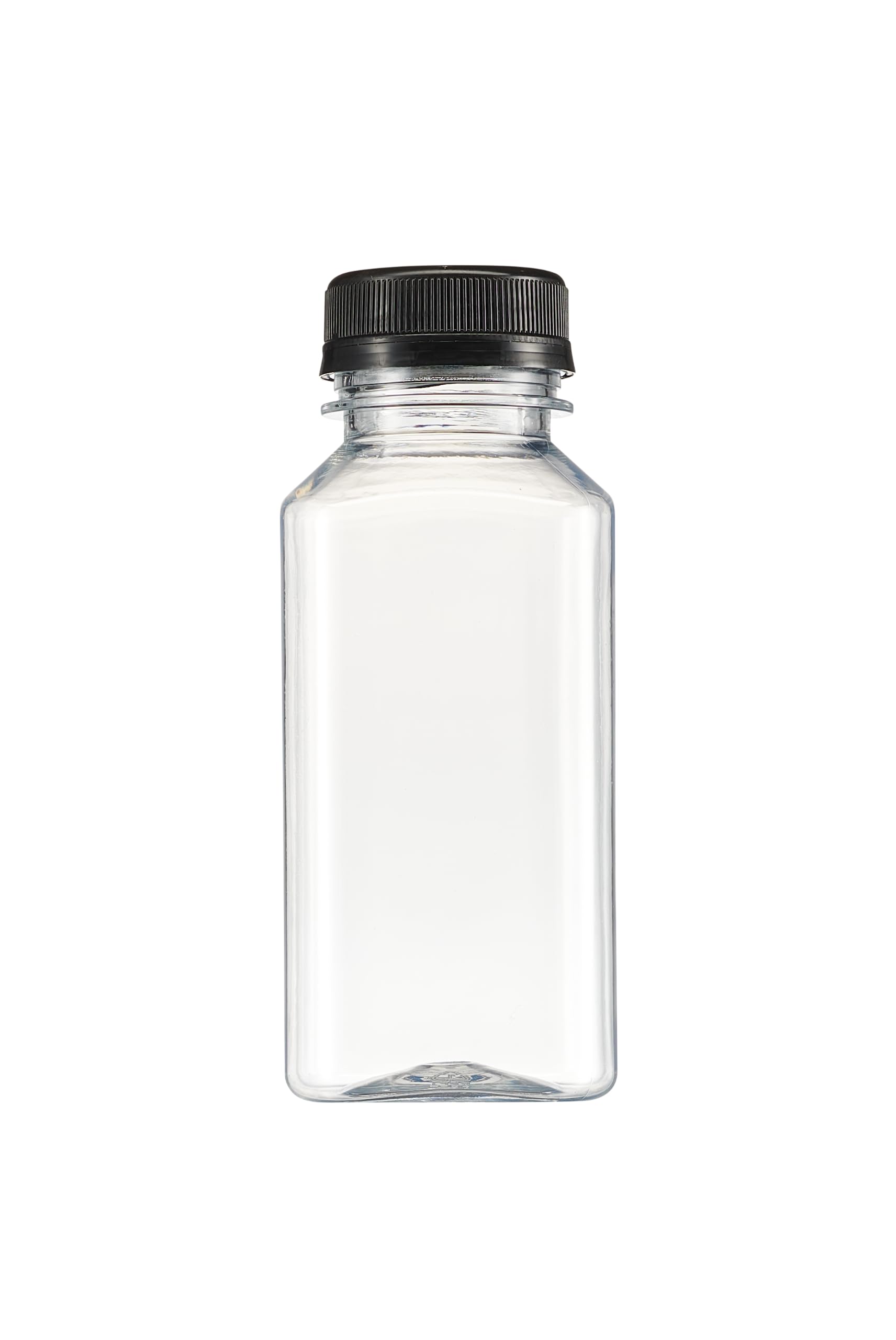 Comfy Package [8 oz. - 25 Count Reusable Plastic Juice Bottles With Caps, Labels, Brush, and Silicone Funnel - Clear plastic Bottles with Caps, Juice Containers with lids, for All Beverages