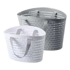 2pcs plastic laundry basket shopping tote bag plastic hanger chicken egg basket picnic basket bath basket laundry basket plastic clothes holder sundries organizer hollow-out basket