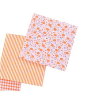 2 Packs Linen Fabric for Clothing Knit Fabric DIY Crafts Printed Linen Fabric Fat Quarters Fabric Bundles Orange Quilting Squares DIY Cloth DIY Flower Cloth Pattern Cloth Flowers