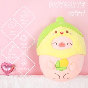 AIXINI Cute Corn Pig Plush Pillow 10" Piggy Stuffed Animal, Soft Kawaii Pig Plushie with Food Outfit Costume, Hugging Plush Squishy Pillow Toy for Kids