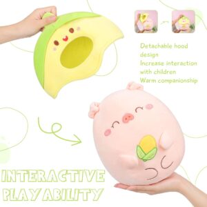 AIXINI Cute Corn Pig Plush Pillow 10" Piggy Stuffed Animal, Soft Kawaii Pig Plushie with Food Outfit Costume, Hugging Plush Squishy Pillow Toy for Kids