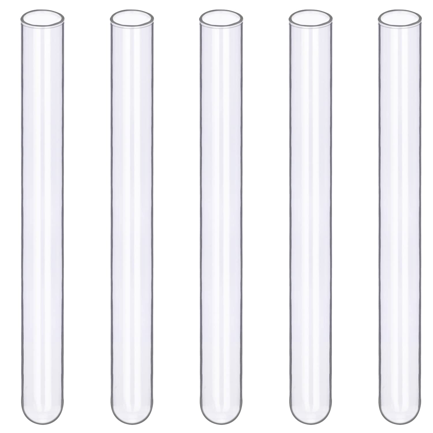 FunChem Glass Test Tubes, Pack of 20 Sturdy Round Bottom Clear Test Lab Tubes