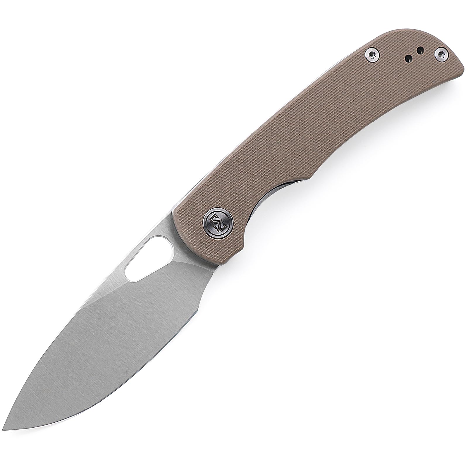 Miguron Knives M Moyarl Folding Knife,3.25" 14c28n Steel Satin Blade Tan G10 Handle With Titanium Pocket Clip, Camping Hiking Pocket Knife MGR-806TN