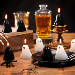 12 Pcs Ghost Halloween Candles Halloween Fun Face Ghost Decorative Tabletop Candle Set Halloween Ghost Candle Set Delicate Candles Decorative Themed Candles for Table Halloween Decor (Classic Style)