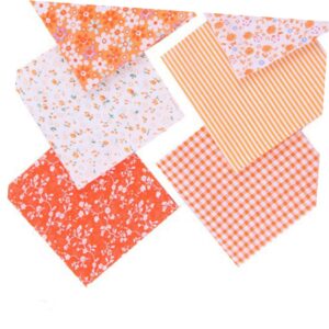 2 Packs Linen Fabric for Clothing Knit Fabric DIY Crafts Printed Linen Fabric Fat Quarters Fabric Bundles Orange Quilting Squares DIY Cloth DIY Flower Cloth Pattern Cloth Flowers