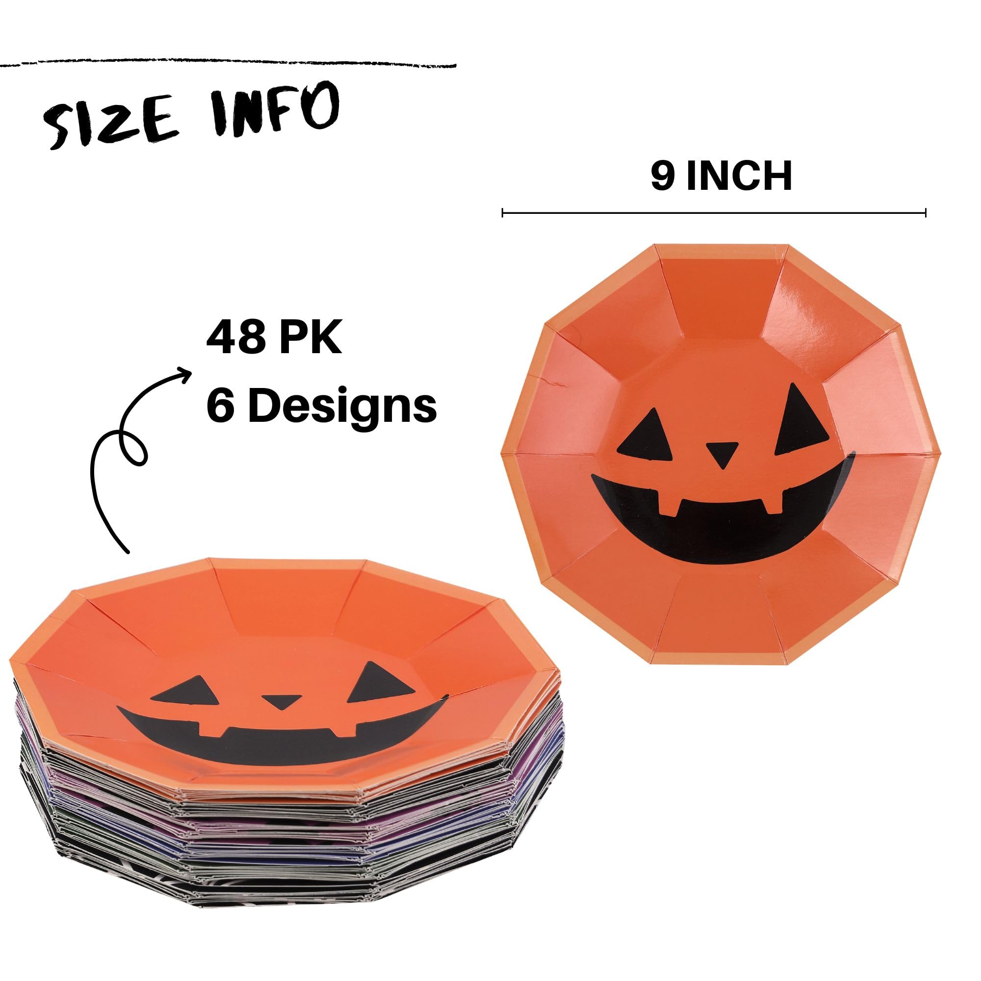 Winoo Design Halloween Plates - 48 PK - Halloween Paper Plates Disposable for Halloween Decor Halloween Decorations for Table Halloween Party Supplies Halloween Party Favor