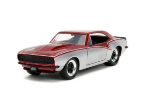 jada 1967 chevrolet camaro candy red and silver metallic bigtime muscle series 1/24 diecast model car