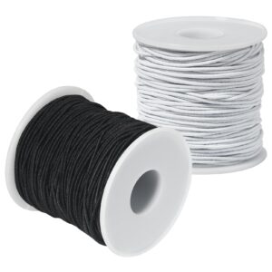 elastic string for bracelets making - cuttte 2 rolls 1.2mm bracelet string elastic total 109 yards, sturdy stretchy string for bracelets, elastic cord for jewelry making, necklaces (black and white)