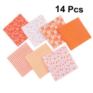 2 Packs Linen Fabric for Clothing Knit Fabric DIY Crafts Printed Linen Fabric Fat Quarters Fabric Bundles Orange Quilting Squares DIY Cloth DIY Flower Cloth Pattern Cloth Flowers