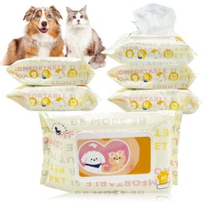 hamiledyi pet wipes for dogs 6 packs of 80 count cats paws feet wipe soft thick puppy grooming wipes with lids for quick cleaning butt feet ears eyes nose