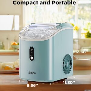 Nugget Ice Maker Countertop - Silonn Pebble Ice Maker Machine with Self-Cleaning Function, 33lbs/24H, Ice Makers for Home/Kitchen/Office, Green