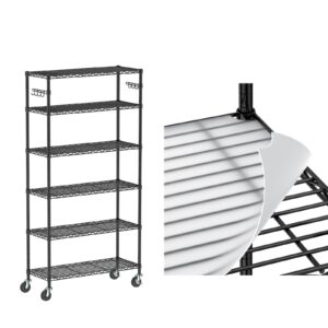 folews 6 tier storage shelf wieh wheels, 5 pack wire shelf liners