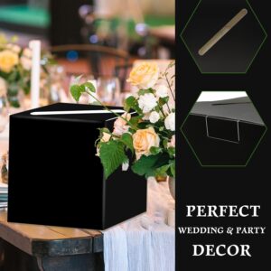 SietDESEO Black Card Box Diy Gift Card Box Money Card Box Holder for Wedding Reception Baby Shower Bridal Shower Birthday Party Supplies Black Wedding Card Box