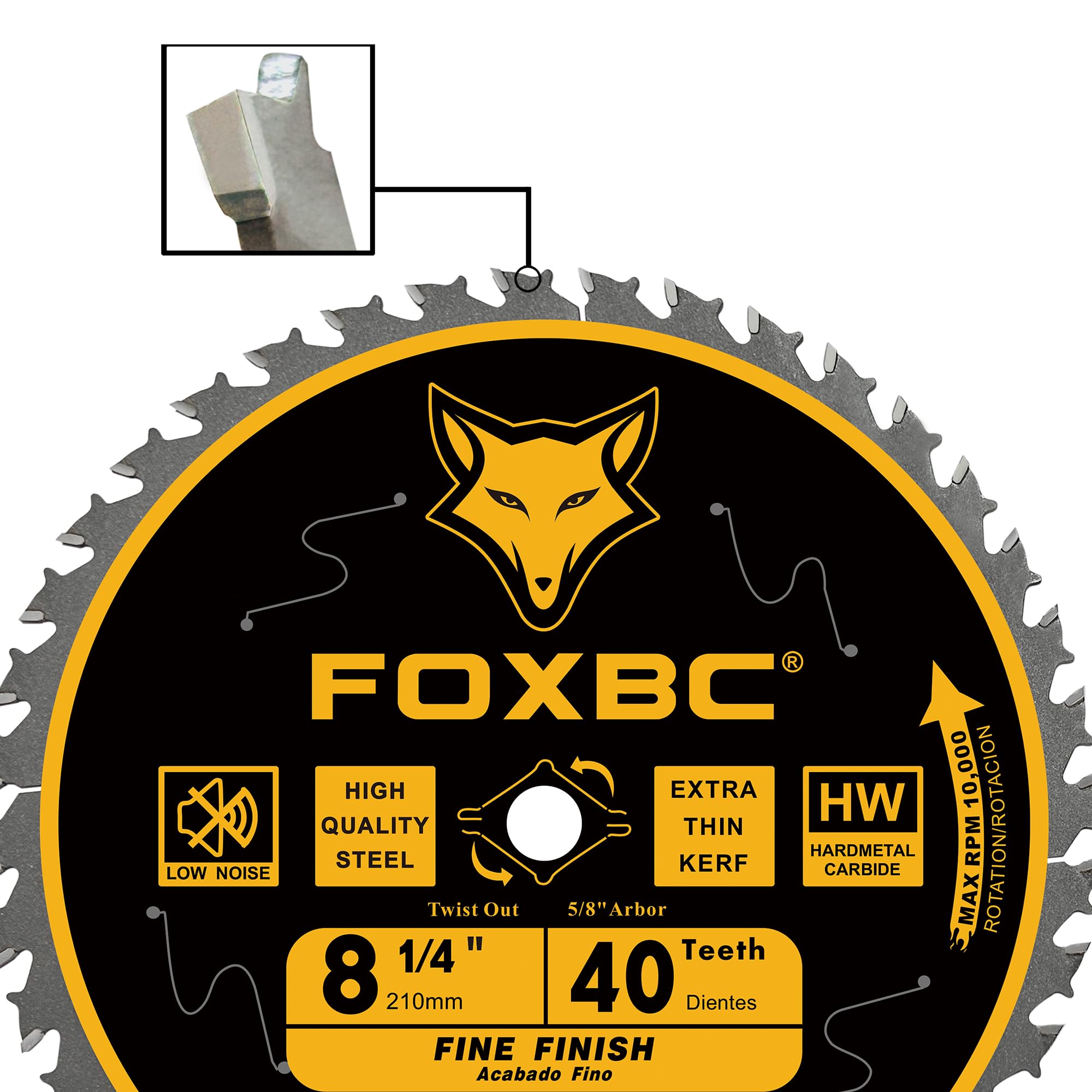 FOXBC 8-1/4 Inch Table Saw Blade 40 Tooth, Replacement for Freud Diablo D0840, DeWalt DWA181440 Finishing Circular Saw Blade, DeWalt DWE7485 Table Saw with 5/8" Arbor, Diamond Knockout