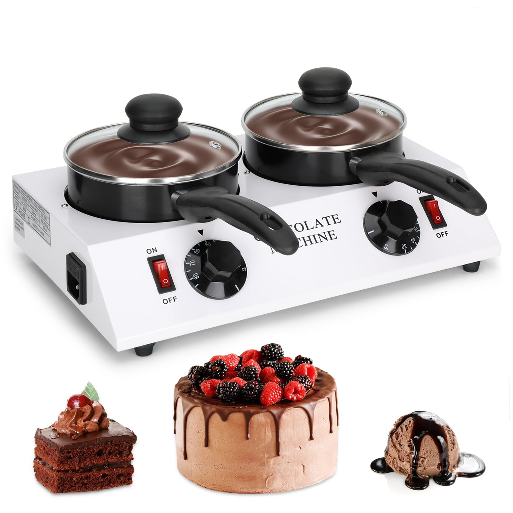 Chocolate Melting Machine Electric Heating Chocolate Tempering Machine Melting Pot Fast and Even Melting Ideal Create for Chocolate,Candy,Butter Making Warming Coffee Milk Wine (Double)