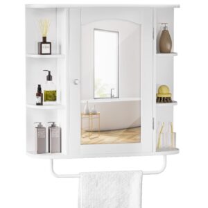 YITAHOME Bathroom Cabinet Medicine Cabinet Organizer, Wall Mounted Bathroom Cabinet with Mirror Door and Removable Shelf for Bathroom Living Room Laundry Bedroom, White