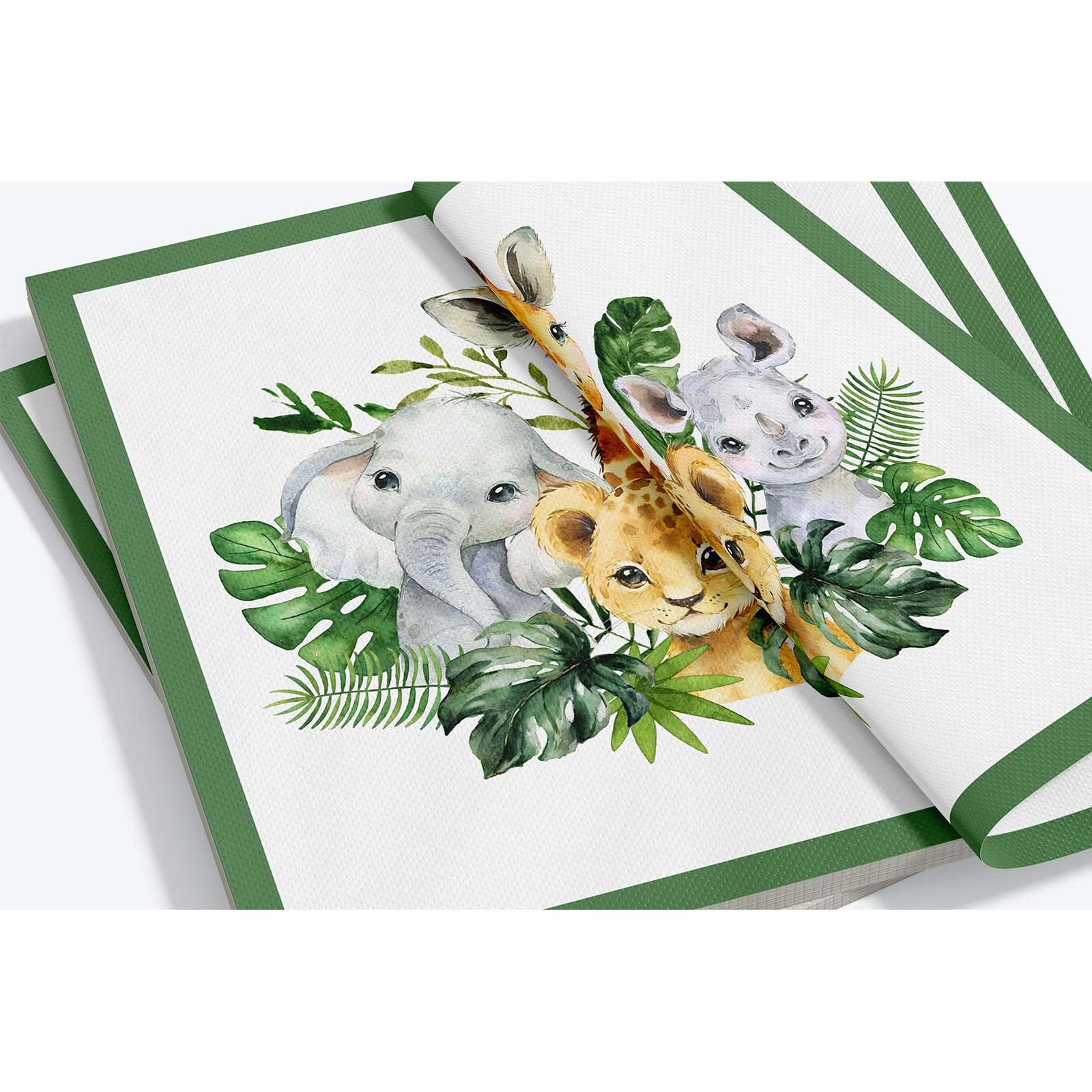 Yuzioey 50 Pcs Safari Baby Shower Napkins, Jungle Animals Baby Shower Disposable Paper Napkins, Safari Theme Baby Shower Supplies Party Napkins, Safari Baby Shower Decorations 6.5" x 6.5"