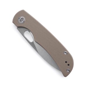 Miguron Knives M Moyarl Folding Knife,3.25" 14c28n Steel Satin Blade Tan G10 Handle With Titanium Pocket Clip, Camping Hiking Pocket Knife MGR-806TN