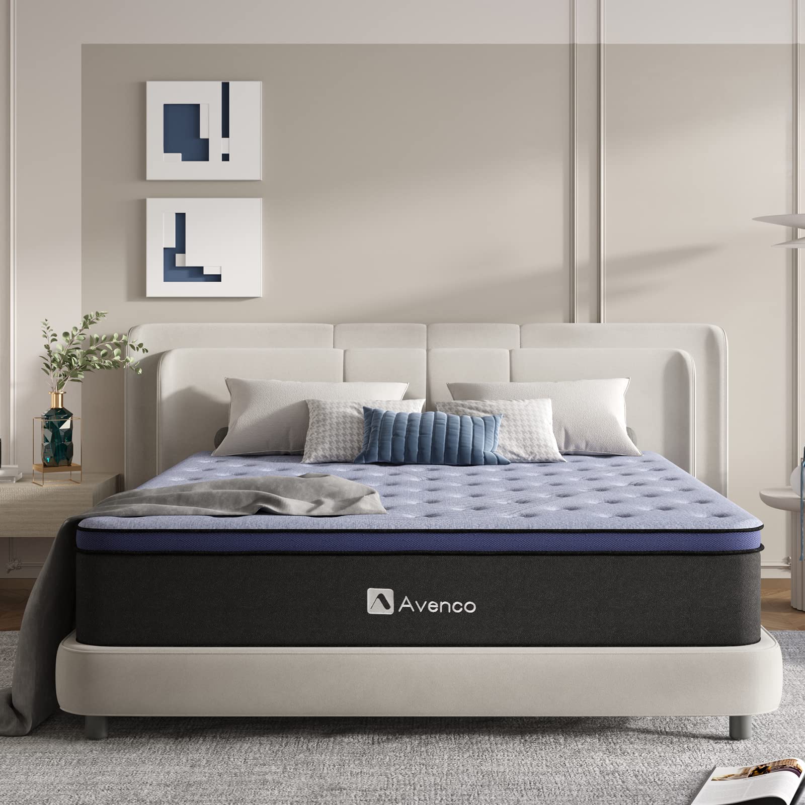 Avenco Queen Mattress, 12 Inch, Bamboo Charcoal Memory Foam, CertiPUR-US, Medium Firm, Pocketed Coil System