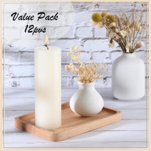 Pack of 12 Ivory Pillar Candles 2 x 6 Inch Unscented Candles Large Ivory Pillar Candles Paraffin Wax Long Lasting Candles Clean Burning Candles for Home Decor Wedding Party Dinner Bath Spa