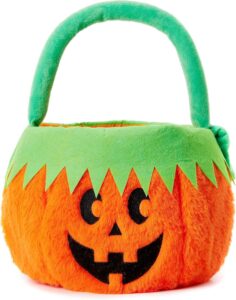 plush halloween bucket trick or treat bucket halloween basket trick or treat basket for halloween candy bag halloween trick or treat bag candy tote bucket pumpkin bucket (pumpkin face style 1)