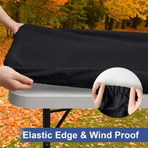 homing Rectangle Table Cloth Cover, Waterproof Polyester Elastic Fitted Tablecloth, Fits for 6 Foot Folding Tables, Washable Table Protector for Picnic, Camping, Outdoor (Black, 30" x 72")