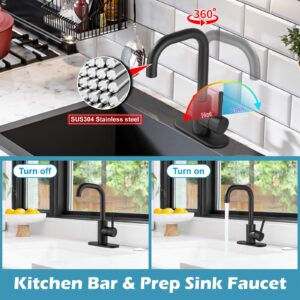 Midanya Wet Bar Faucet,Single Hole Handle Swivel Spout Bathroom Sink Faucet Utility Bar Mixer for 1 Hole Outdoor Kitchen Faucet Laundry Camper Farmhouse RV Vanity Faucet with Deck Plate,Matte Black