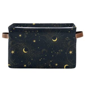 sletend storage basket moon starry sky fabric organizer bin with handle foldable canvas cloth storage organizer drawer for shelf closet bedroom home office