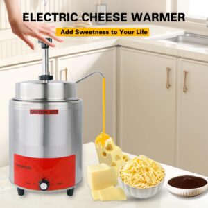 Hakka Nacho Cheese Dispenser with Pump, 3.5 Qt Electric Cheese Warmer Hot Fudge Dispenser Commercial Sauce Warmer Stainless Steel Hot Topping Warmer for Fudge/Cheese/Caramel, Includes Insert Pot