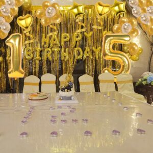 WEIKA 40 Inch Gold Number 15 Balloons, Giant Jumbo Helium Number Balloons For 15th/51th Birthday Party,Wedding, Bridal Shower Engagement Photo Shoot, 15/51 Anniversary For Girl And Boy