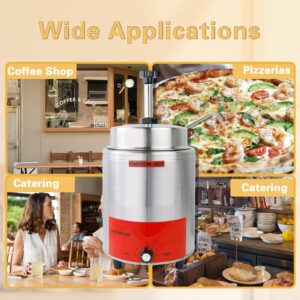 Hakka Nacho Cheese Dispenser with Pump, 3.5 Qt Electric Cheese Warmer Hot Fudge Dispenser Commercial Sauce Warmer Stainless Steel Hot Topping Warmer for Fudge/Cheese/Caramel, Includes Insert Pot