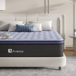 avenco king mattress, king size mattress in a box, 10 inch medium firm hybrid mattress king, pocket innerspring for motion isolation, comfort foam for odor reducing, certipur-us