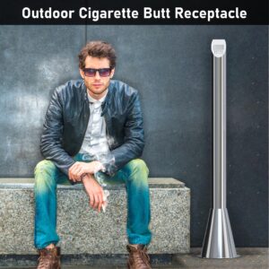 AIWFL Stainless Steel Butt Receptacle Disposal Outdoor Floor Standing Ash Bin Commercial Trash Can for Homes Offices Restaurants Bars Convenience Stores