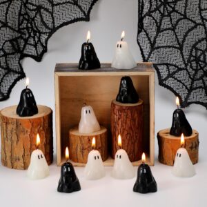 12 pcs ghost halloween candles halloween fun face ghost decorative tabletop candle set halloween ghost candle set delicate candles decorative themed candles for table halloween decor (classic style)