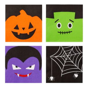 100 pk halloween cocktail napkins - 4 assorted designs - 3-ply halloween paper napkins for halloween party supplies disposable party napkins ghost paper beverage napkins bulk kids birthday