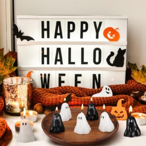 12 Pcs Ghost Halloween Candles Halloween Fun Face Ghost Decorative Tabletop Candle Set Halloween Ghost Candle Set Delicate Candles Decorative Themed Candles for Table Halloween Decor (Classic Style)