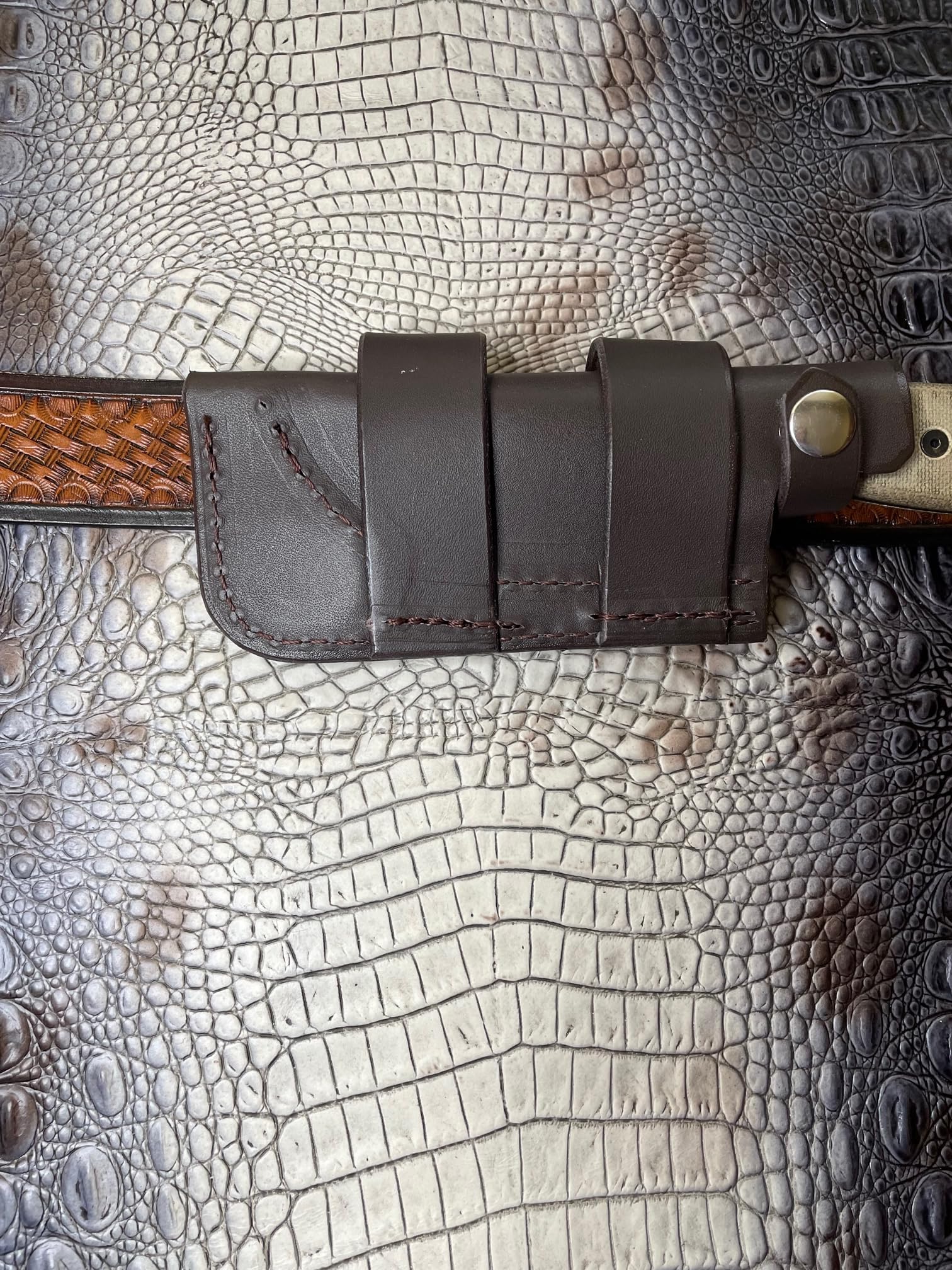 Carl Thomas Leathers Custom Made Horizontal Knife Sheath Made to Fit ONLY The Ontario Rat 3 or Esse 3 Knife. Can be Worn on Either Side. Knife NOT Include.