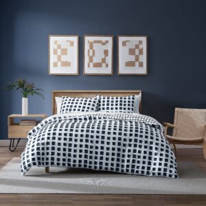 city scene- king duvet cover set, reversible bedding set with matching sham(s), modern home décor (urban shibori blue, king)