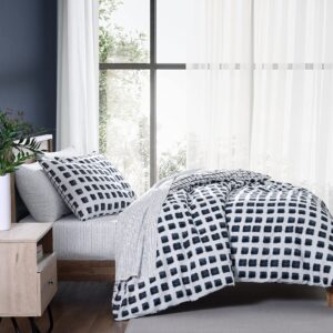 City Scene- King Duvet Cover Set, Reversible Bedding Set with Matching Sham(s), Modern Home Décor (Urban Shibori Blue, King)